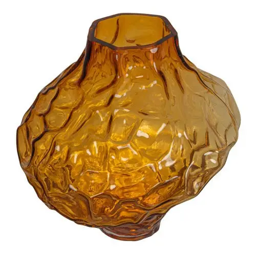 STORIED HOME Glass Organic Shaped Vase - Brown