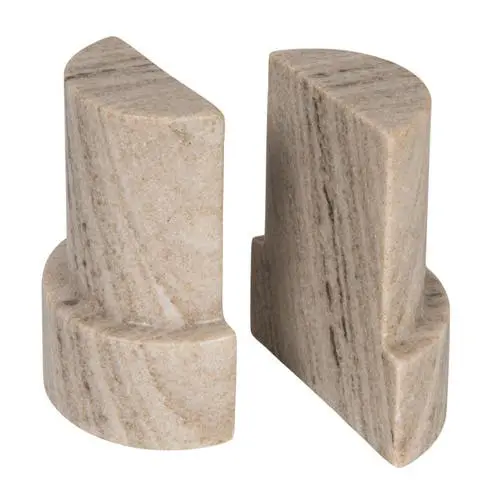 STORIED HOME 2-piece Marble Bookends - Beige