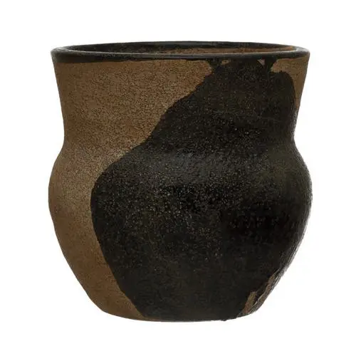 STORIED HOME Terra-cotta Planter With Design - Black