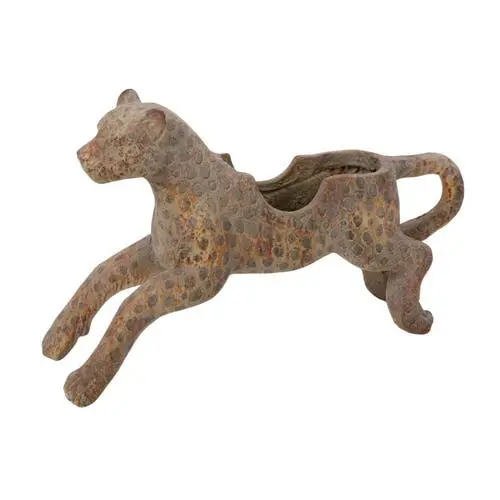 STORIED HOME Vintage Carousel Leopard Planter - Grey