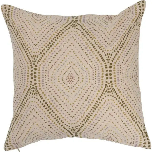 STORIED HOME Cotton Slub Pillow With Dot Print - Tan
