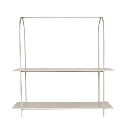 STORIED HOME Metal Shelf With 2 Shelves And Rod - Ivory