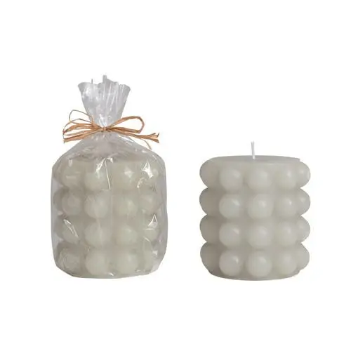 STORIED HOME Unscented Hobnail Pillar Candle - Grey