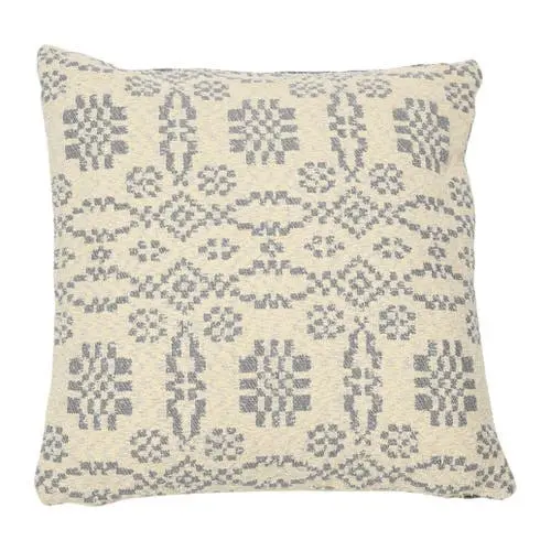 STORIED HOME Woven Cotton Jacquard Pillow - Grey