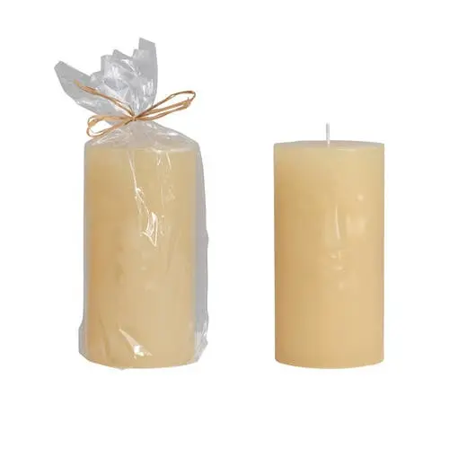 STORIED HOME Unscented Face Pillar Candle - Cream