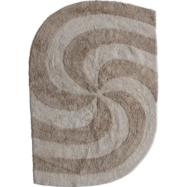 STORIED HOME 4.5 Inches Cotton Tufted Rug With Varying Pile And Spiral Design - Tan
