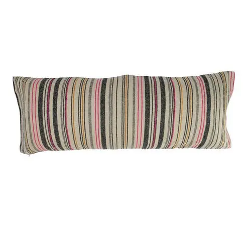 STORIED HOME Cotton Blend Lumbar Pillow With Stripes - Blue