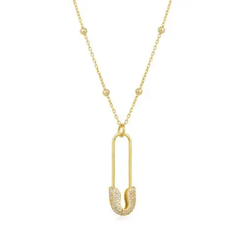 SPERO LONDON Sterling Jewelled Safety Pin Pendant Necklace - Gold