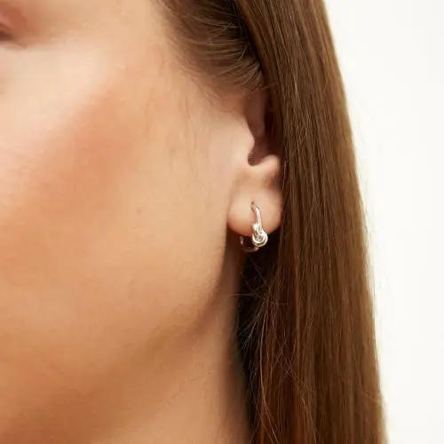 SPERO LONDON Semi Hoop Knot Sterling Earrings - Silver