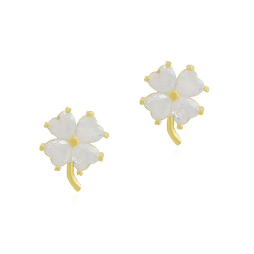 SPERO LONDON Four Leaf Clover Stud Earrings - Gold