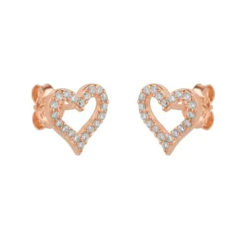SPERO LONDON Heart Sterling Stud Earrings - Rose Gold