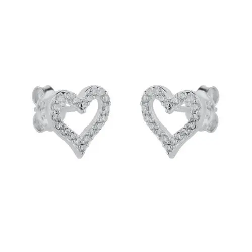SPERO LONDON Heart Sterling Stud Earrings - Silver