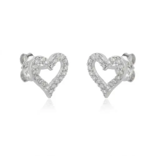 SPERO LONDON Heart Sterling Stud Earrings - Silver