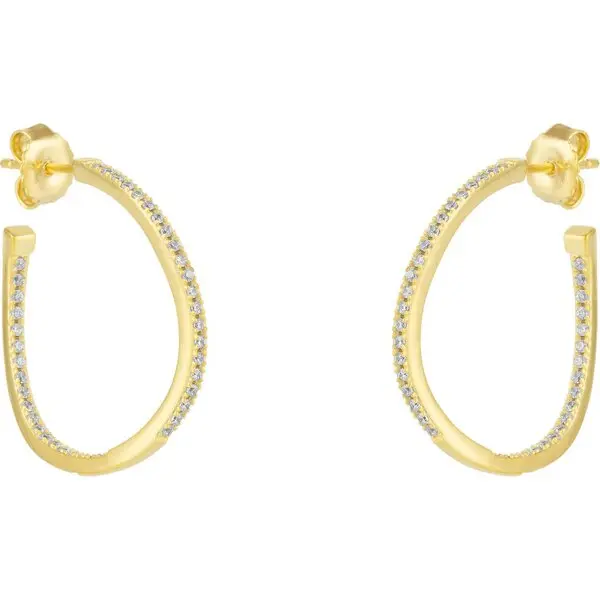 SPERO LONDON Sterling Wavy Hoop Earrings With Gemstones - Gold