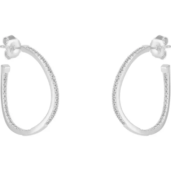 SPERO LONDON Sterling Wavy Hoop Earrings With Gemstones - Silver