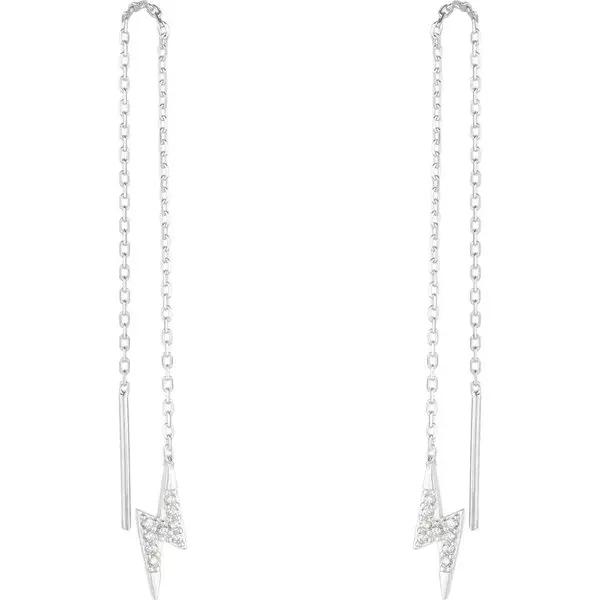 SPERO LONDON Lightning Bolt Chain Drop Earrings - Silver