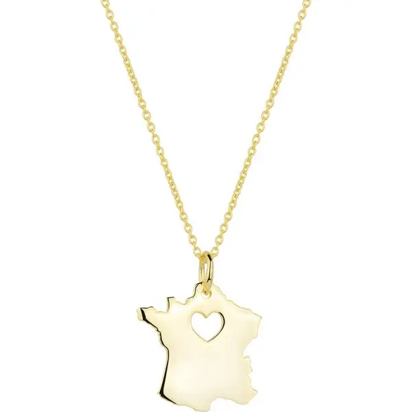 SPERO LONDON Love France Map Heart Necklace - Gold