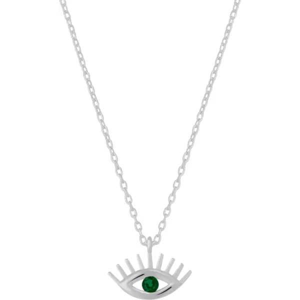 SPERO LONDON Emerald Evil Eye Sterling Necklace - Silver
