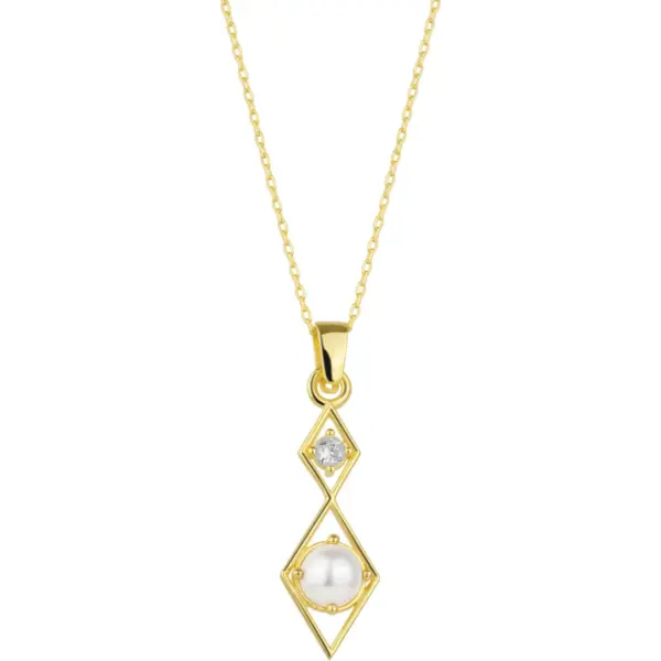 SPERO LONDON Sterling Rhombus 3d Pearl Necklace - Gold
