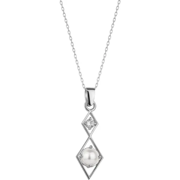 SPERO LONDON Sterling Rhombus 3d Pearl Necklace - Silver