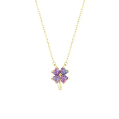 SPERO LONDON Four Leaf Clover Opal Sterling Necklace - Gold