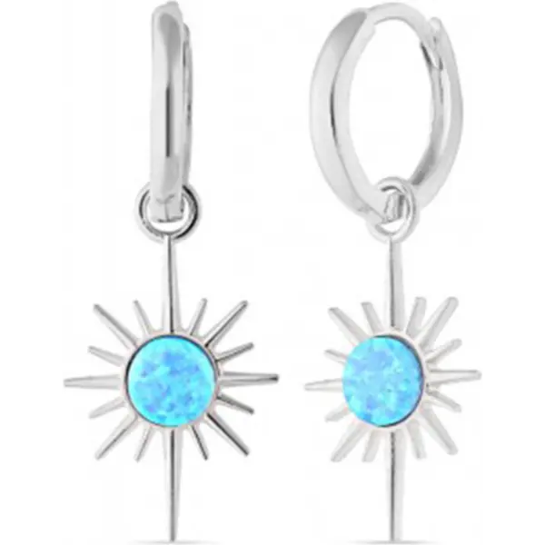 SPERO LONDON Blue Opal Northernstar Drop Hoop Earring Sterling - Silver
