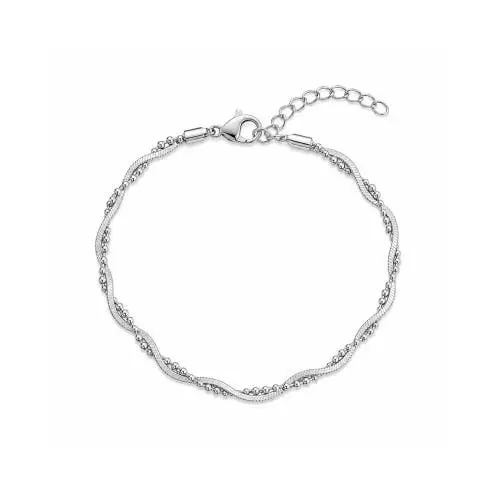 SPERO LONDON Bead Chain Twisted Sterling Bracelet - Silver