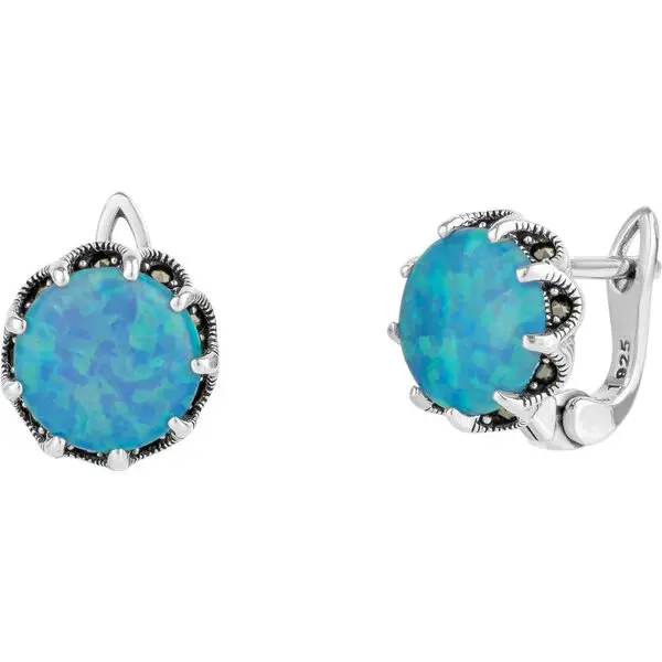SPERO LONDON Round Opal Sterling Silver Earrings - Light Opal