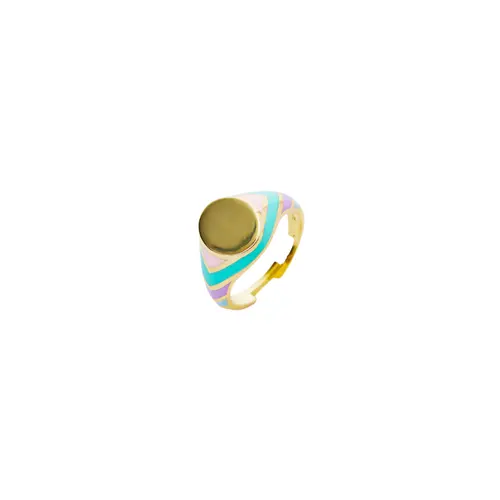 SPERO LONDON Enameled Multicoloured Sterling Silver Signet Ring - Gold