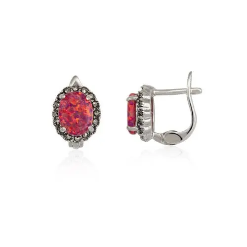 SPERO LONDON Oval Opal Sterling Earrings - Silver