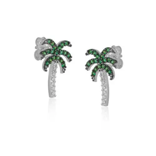 SPERO LONDON Palm Tree Sterling Stud Earrings - Silver