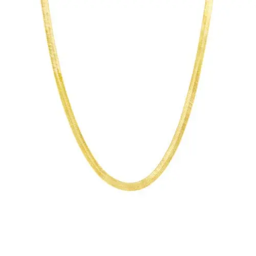 SPERO LONDON Bold Herringbone Sterling Flat Snake Chain Necklace - Gold