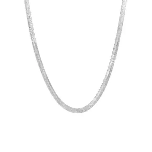 SPERO LONDON Bold Herringbone Flat Snake Chain Necklace - Silver