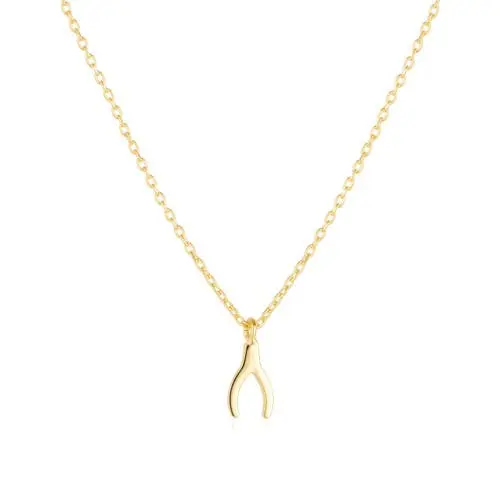 SPERO LONDON Sterling Mini Wishbone Necklace - Gold