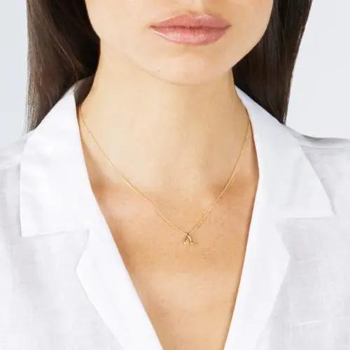 SPERO LONDON Sterling Mini Wishbone Necklace - Gold
