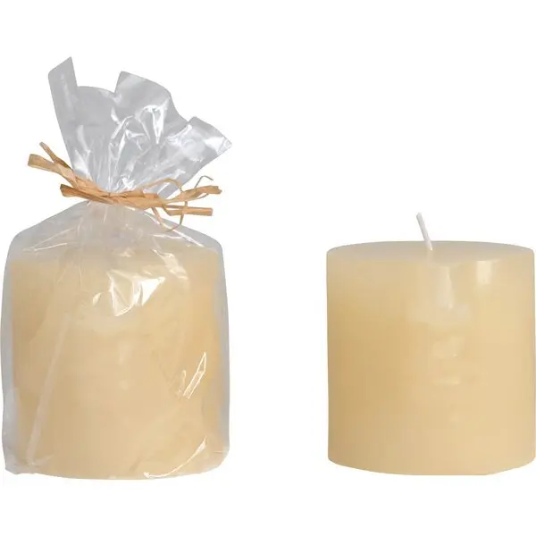 STORIED HOME Unscented Face Pillar Candle - Cream