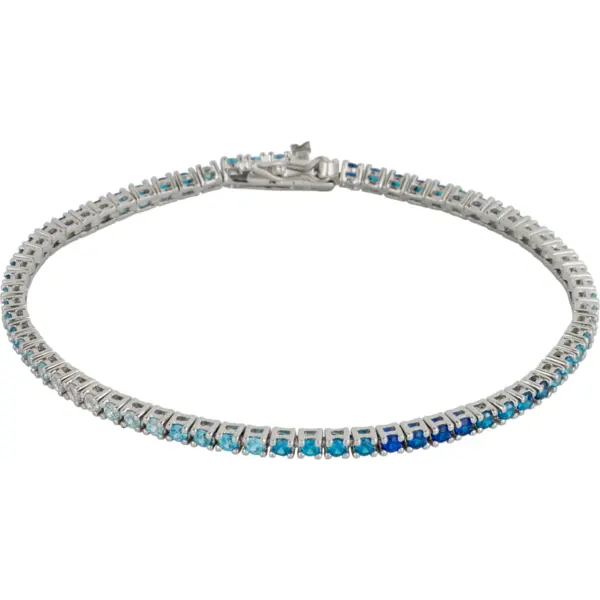 SPERO LONDON Sterling Blue Gradient Fine Tennis Bracelet - Silver