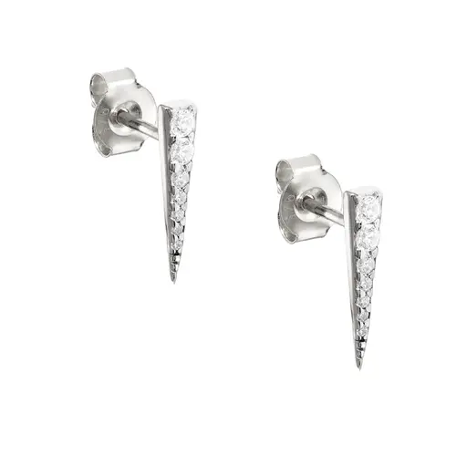 SPERO LONDON Long Pave Dagger Stud Earrings - Silver