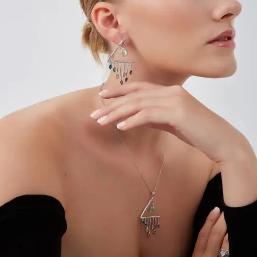 SPERO LONDON Rainbow Rain Drop Necklace