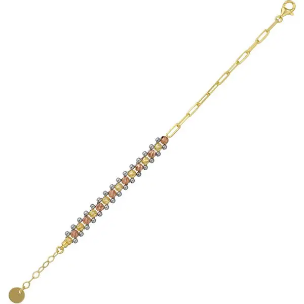 SPERO LONDON Dorissa Multi Bead Semi Chain Sterling Bracelet - Silver