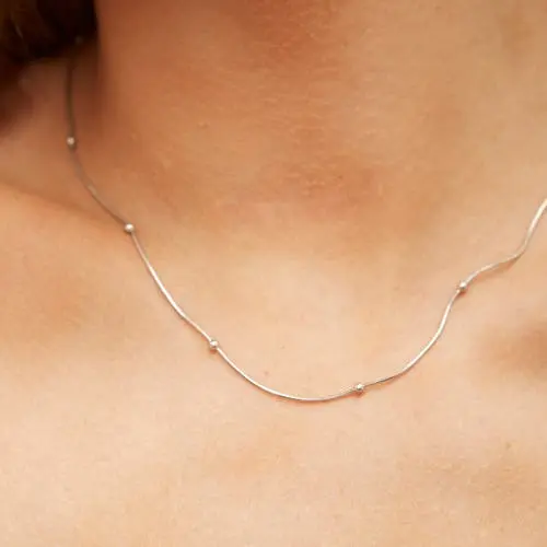 SPERO LONDON Italian Beaded Satellite Necklace - Silver