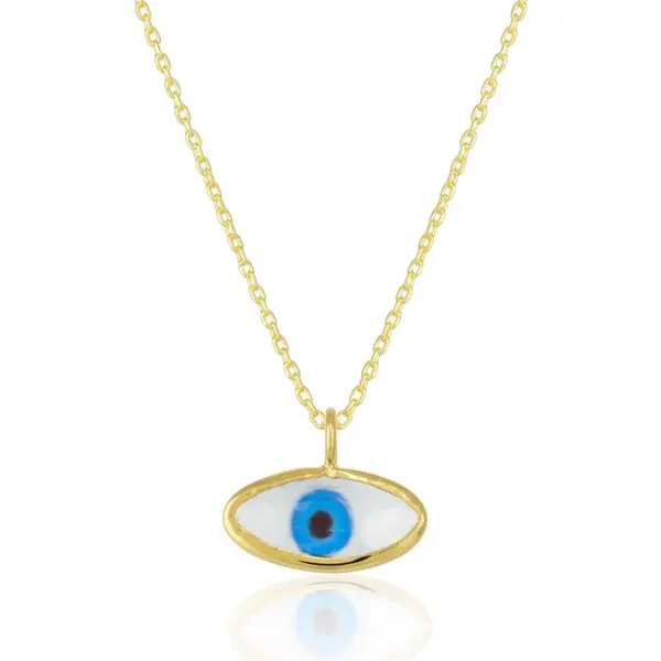 SPERO LONDON Evil Eye Glass Pendant Necklace - Gold