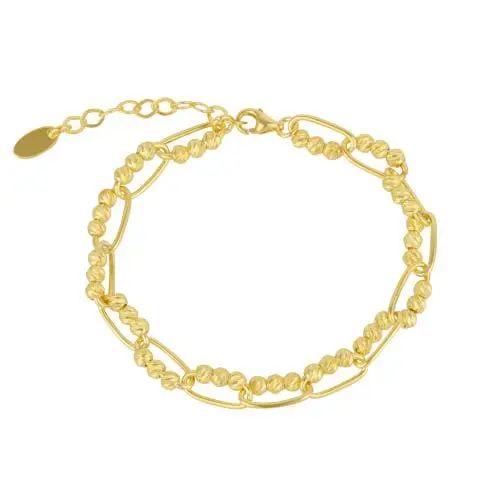 SPERO LONDON Sterling Silver Paperclip And Beaded Twisted Chain Bracelet - Gold