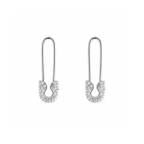 SPERO LONDON Pave Safety Pin Sterling Earrings - Silver