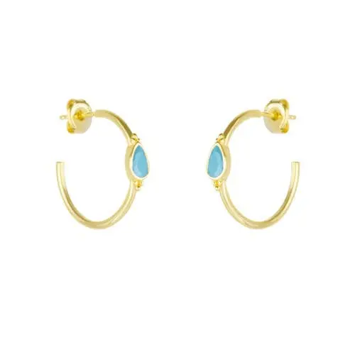 SPERO LONDON Drop Turquoise Solitaire Earrings - Gold