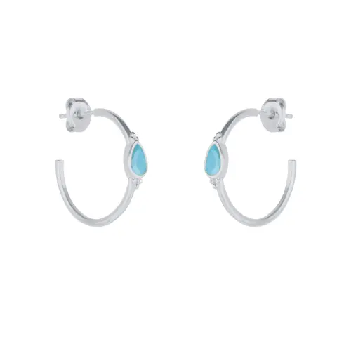 SPERO LONDON Drop Turquoise Solitaire Earrings - Silver