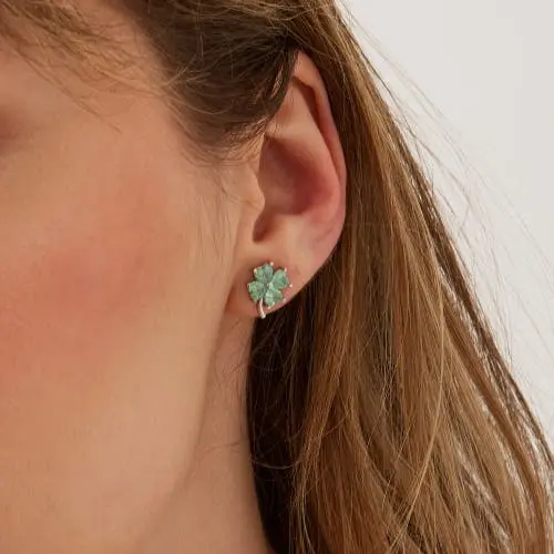 SPERO LONDON Four Leaf Clover Stud Earring - Silver