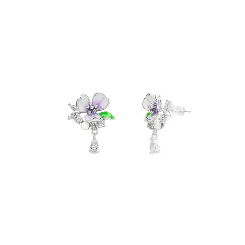 SPERO LONDON Floral Stud Earrings - Silver