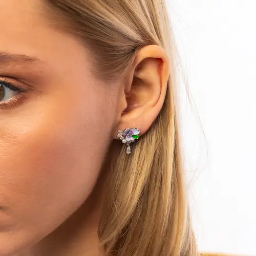 SPERO LONDON Floral Stud Earrings - Silver