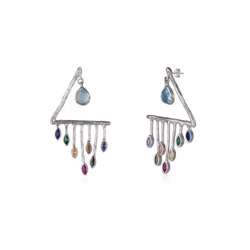 SPERO LONDON Sterling Rainbow Raindrop Earrings - Silver